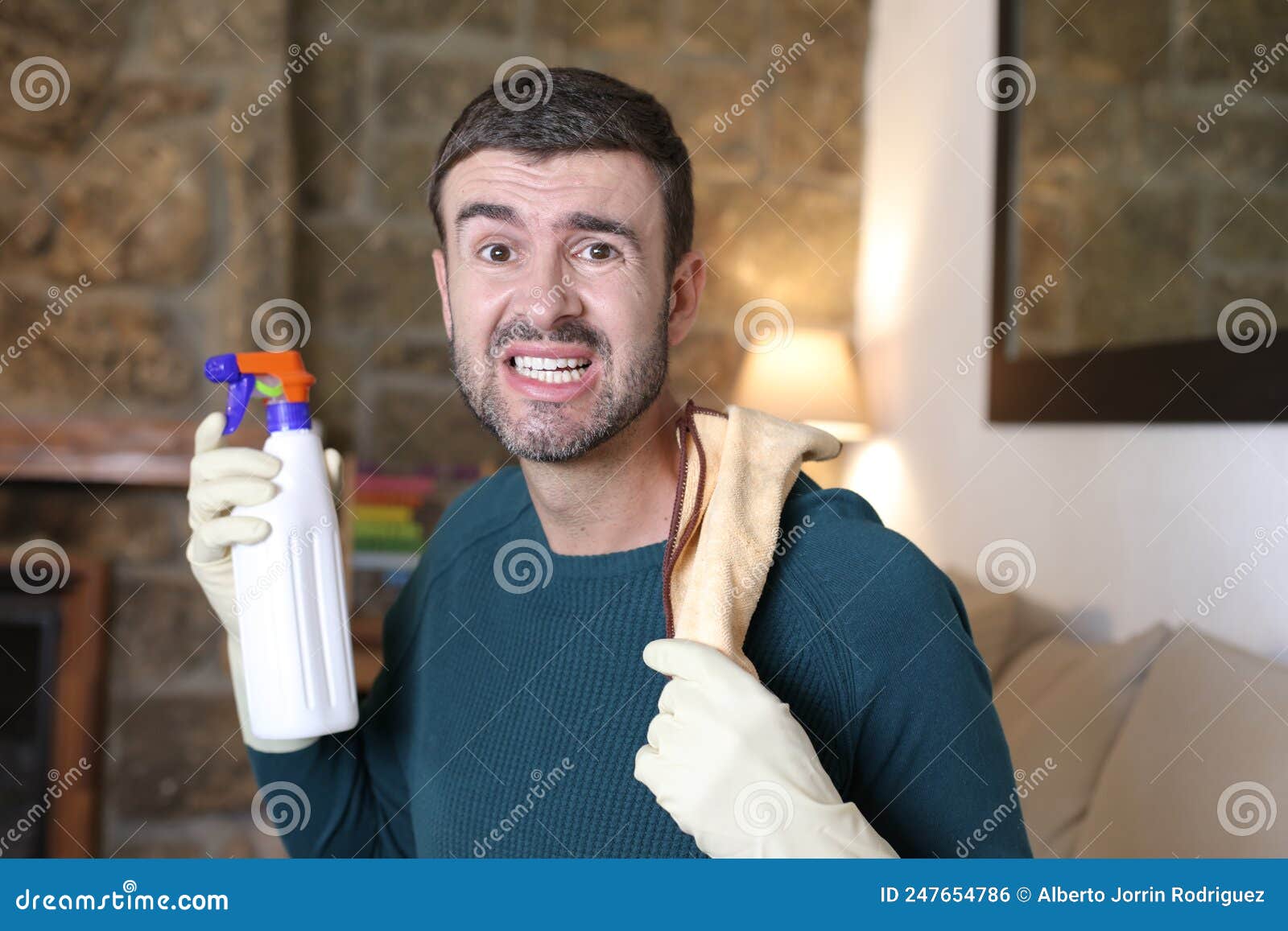 Stressed Out Man Doing Some Housekeeping Tasks Stock Photo - Image of ...