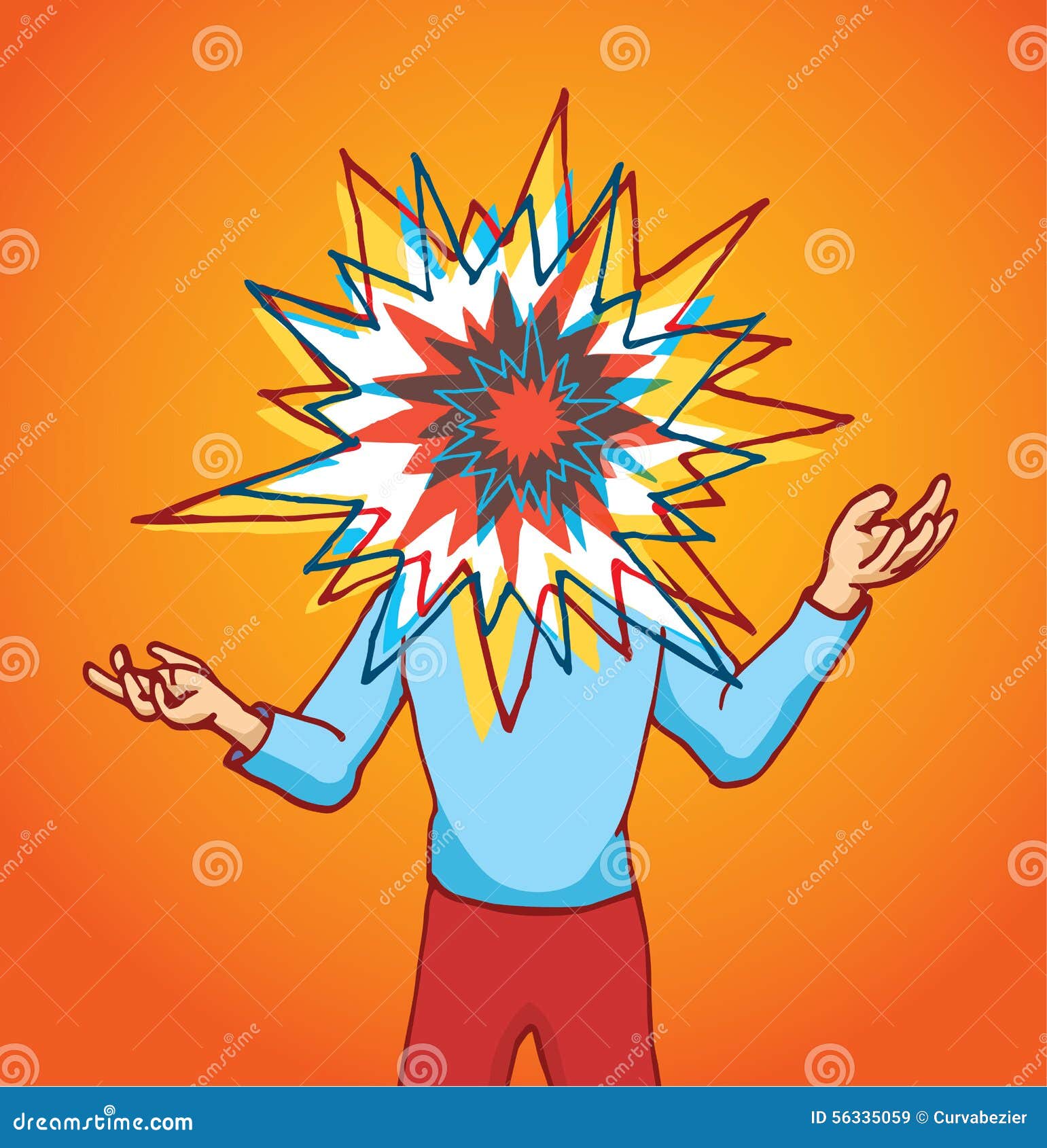 Stressed Out Man with Exploding Head Stock Vector - Illustration of ...