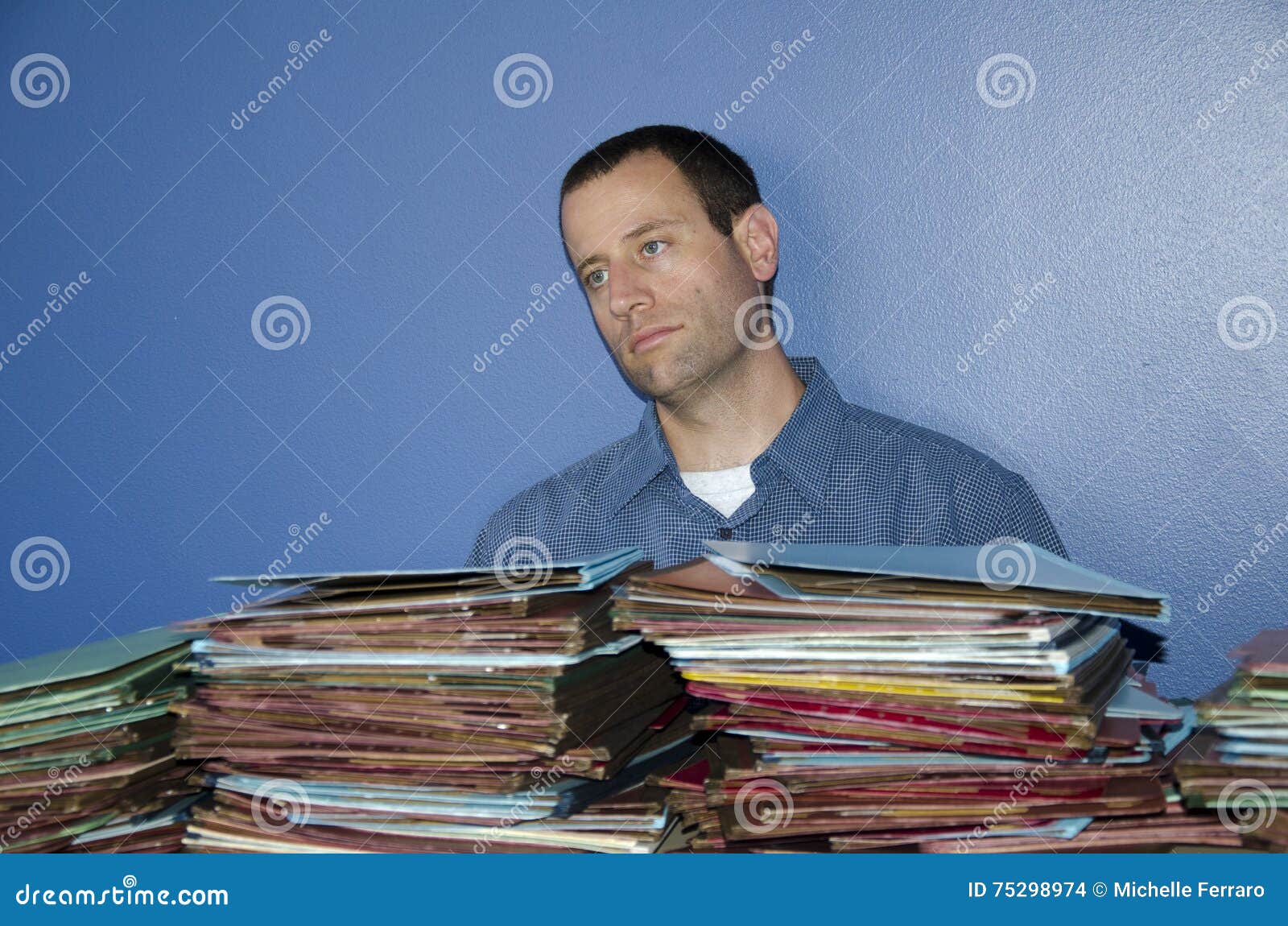 Stressed Out Man at Work Staring Off into Space. Stock Photo - Image of ...
