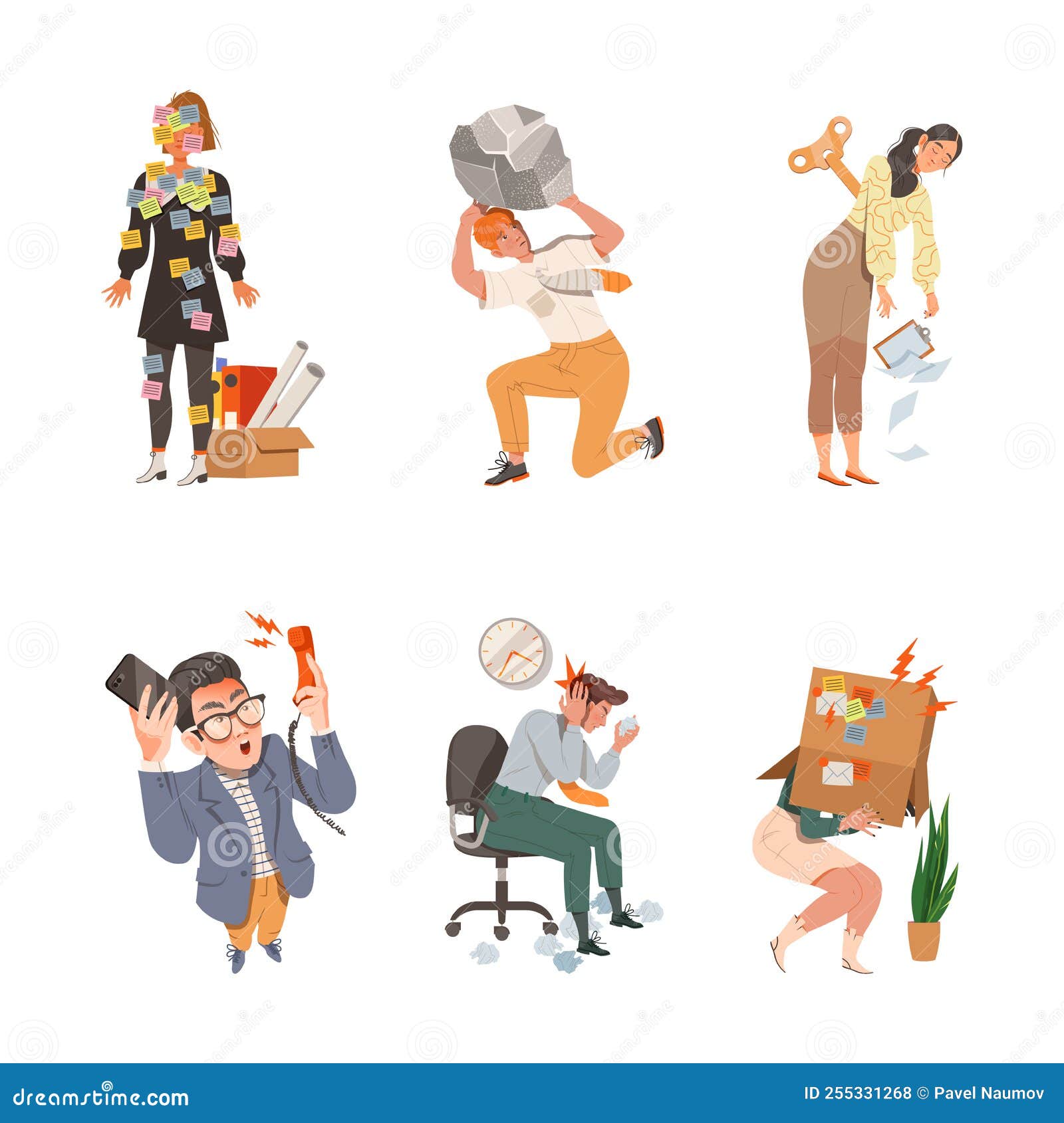 Stressed Out Office Employees Overwhelmed with Loads of Duties and ...