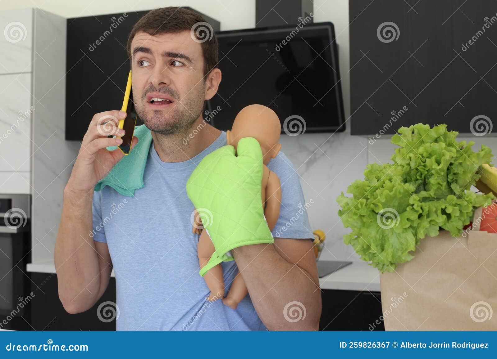 Stressed Out Parent Multitasking at Home Stock Image - Image of ...