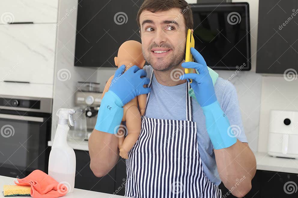 Stressed Out Parent Multitasking at Home Stock Image - Image of mobile ...