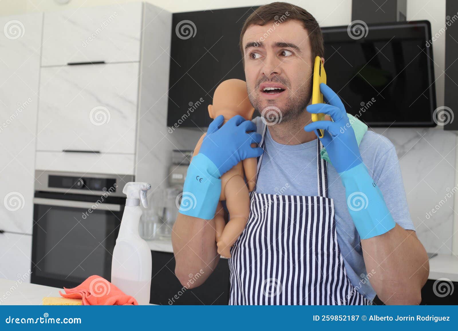 Stressed Out Parent Multitasking at Home Stock Image - Image of ...