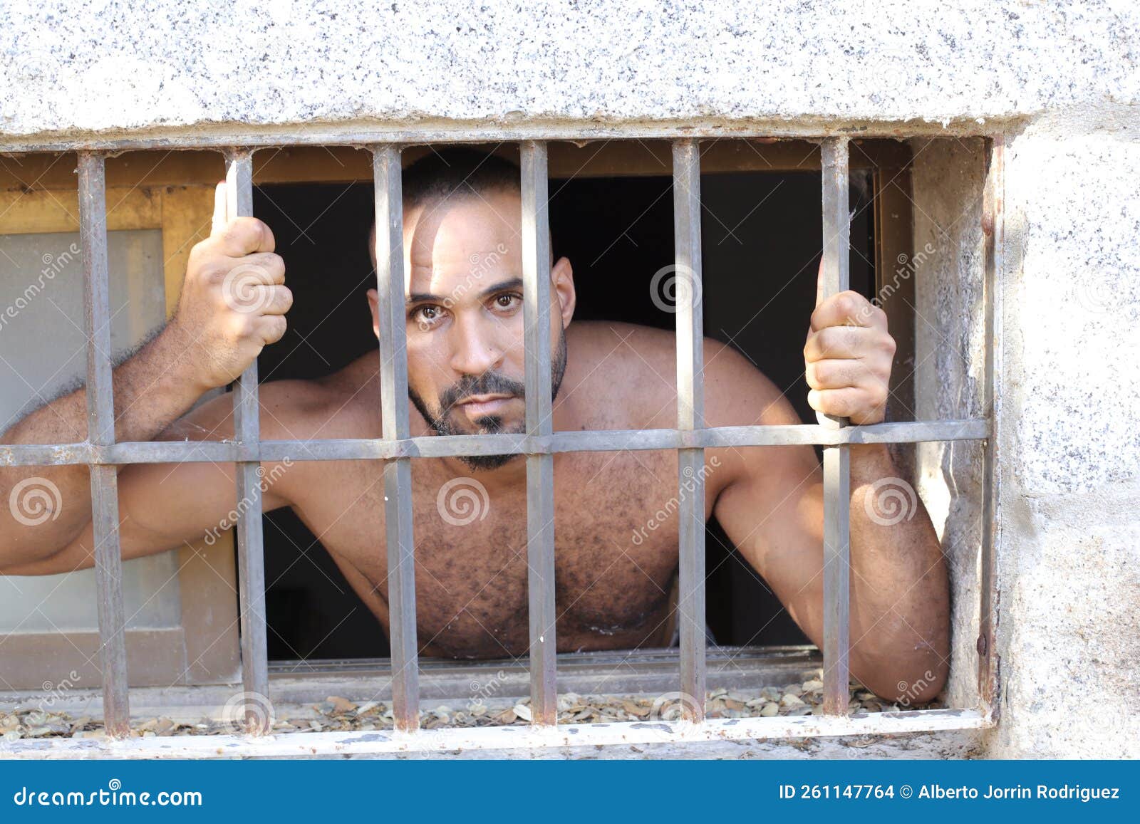Stressed Out Prisoner Behind Bars Stock Photo - Image of commitment ...