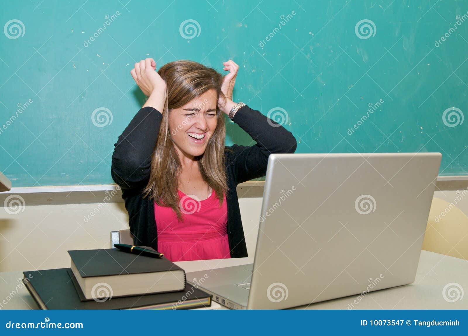 Stressed Out Student Studying Stock Image - Image of laptop, college ...