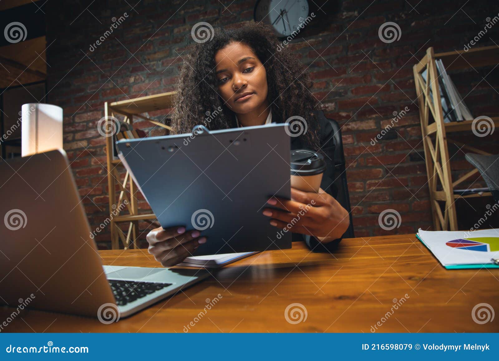 Young Woman Working in Modern Office Using Devices and Gadgets. Making ...