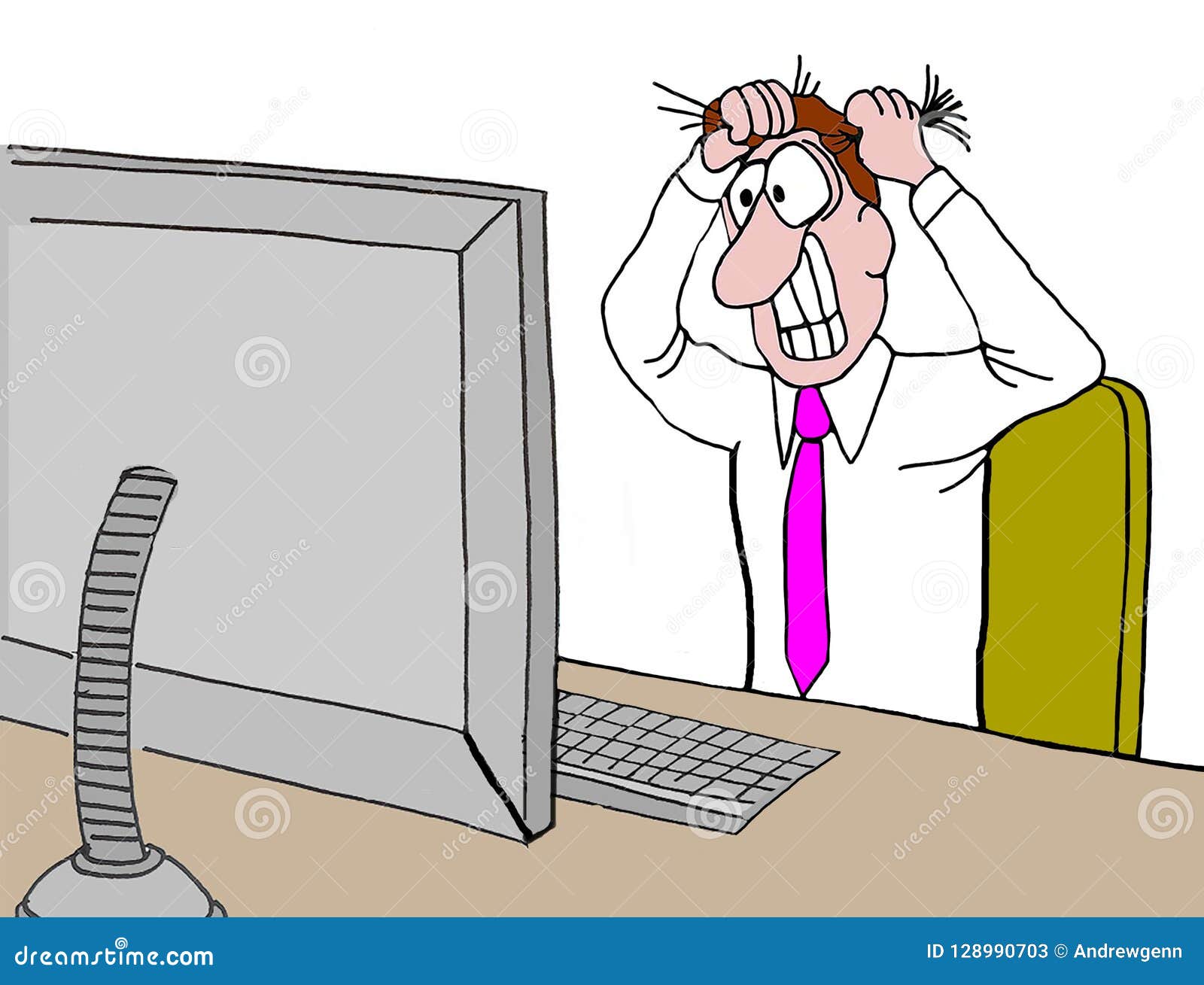 Worker is crazy with work stock illustration. Illustration of hair ...