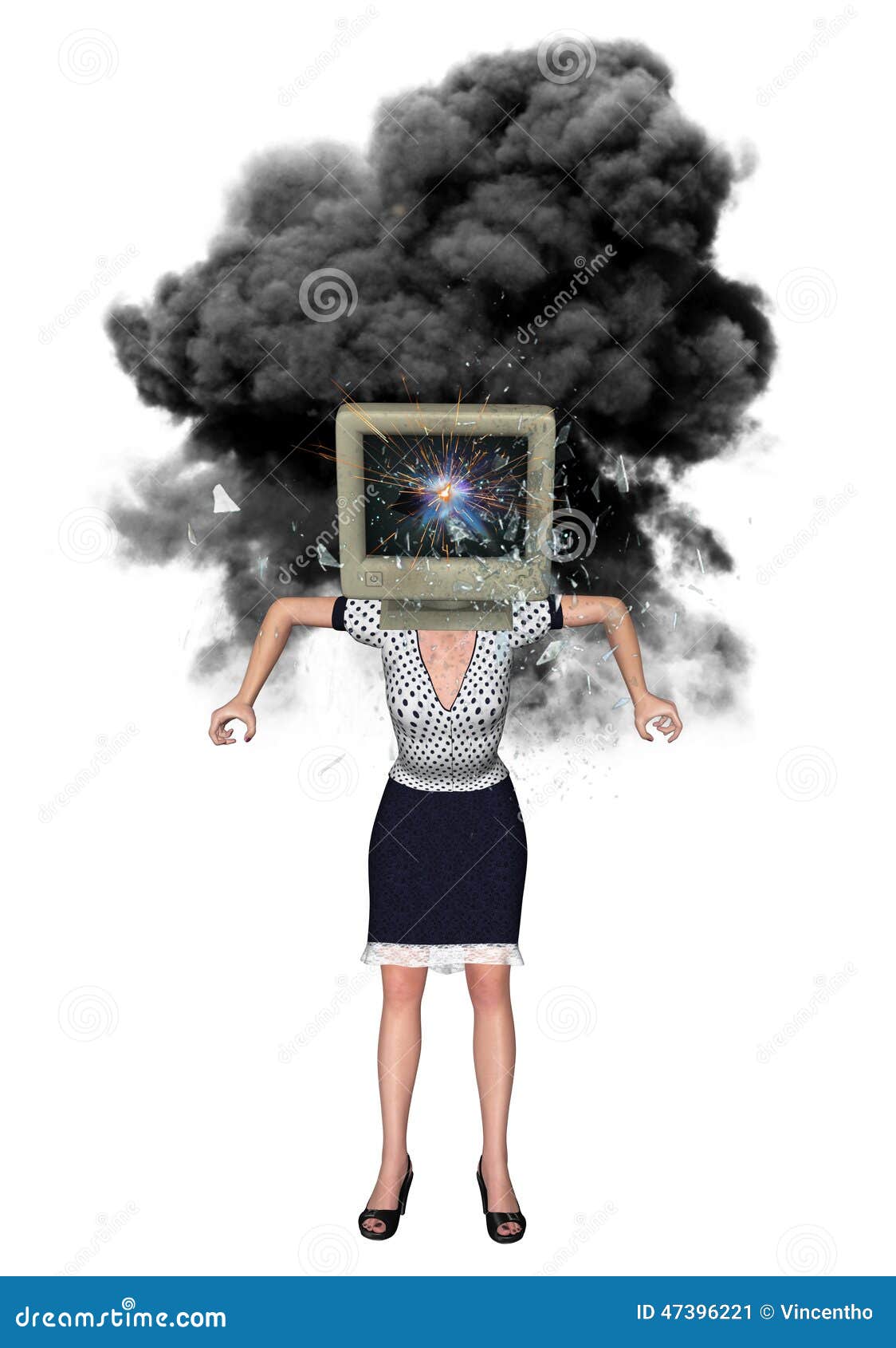 Stressed Overworked Employee Exploded Illustration Stock Illustration ...