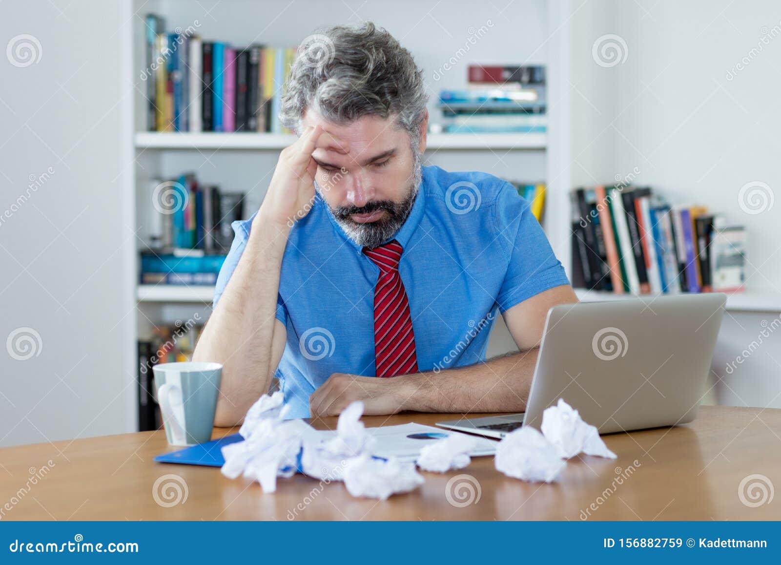 Stressed and Overworked Mature Businessman Stock Image - Image of ...