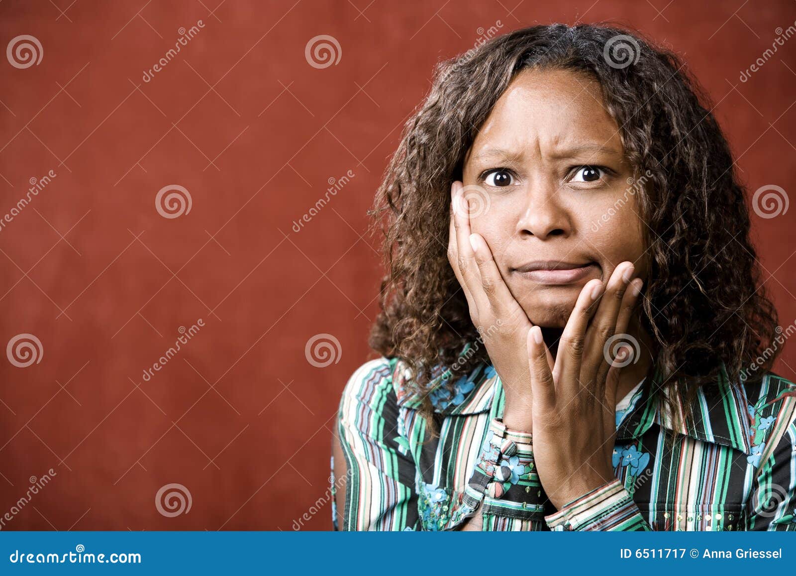 Stressed Pretty African-American Woman Stock Image - Image of hair ...