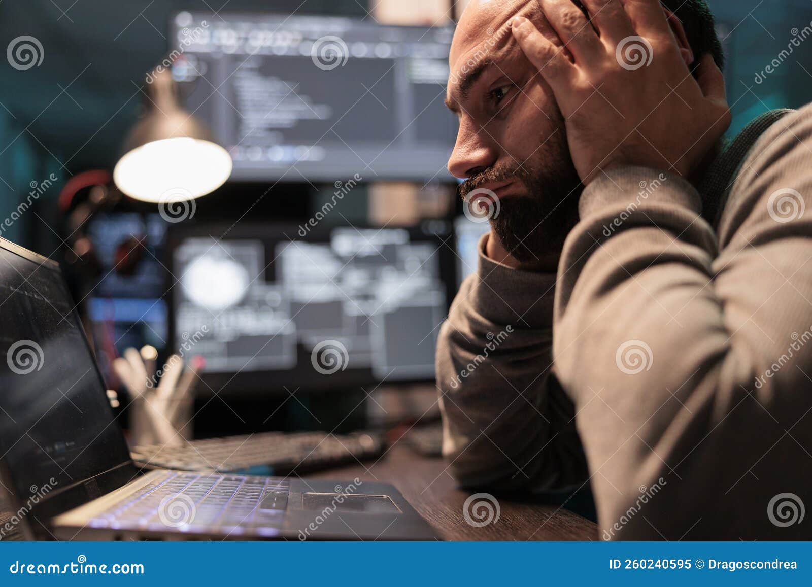 Stressed Sad Developer Programming Server Database Stock Image - Image of exhausted, workload ...