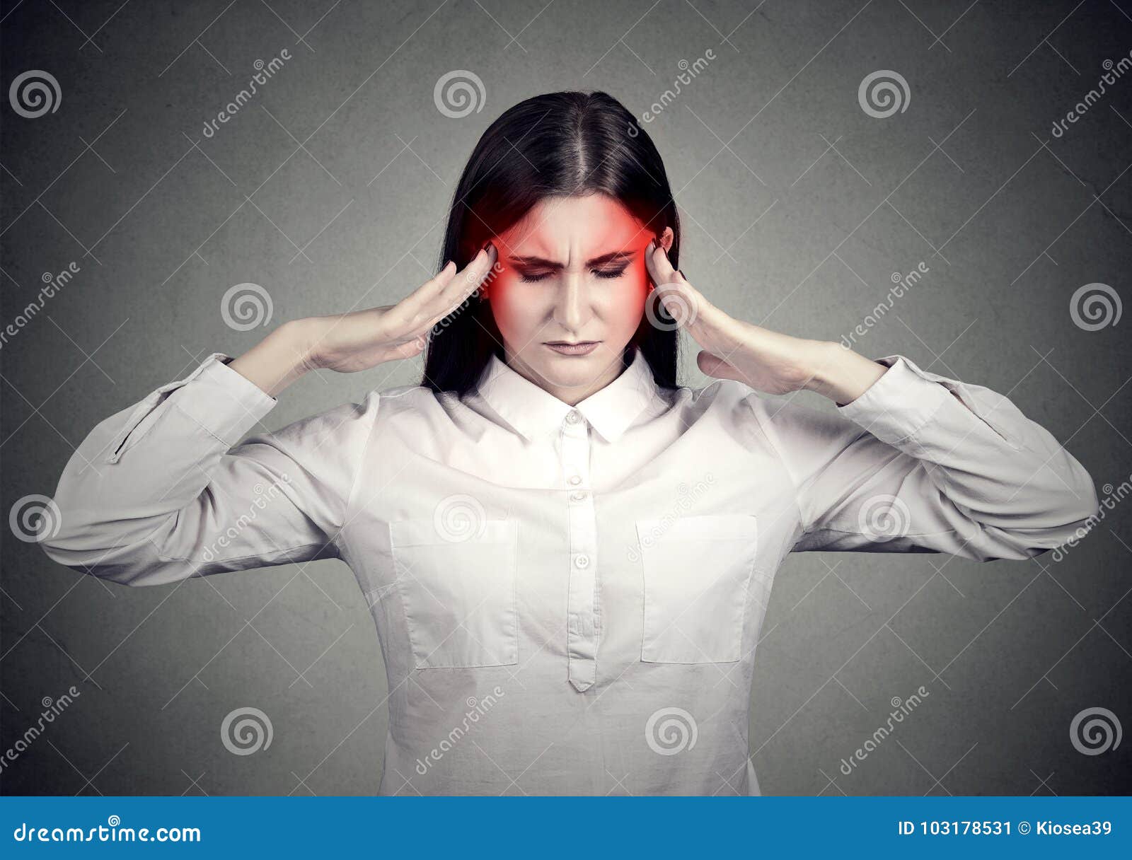 Stressed Sad Young Woman with Headache Stock Image - Image of brain ...