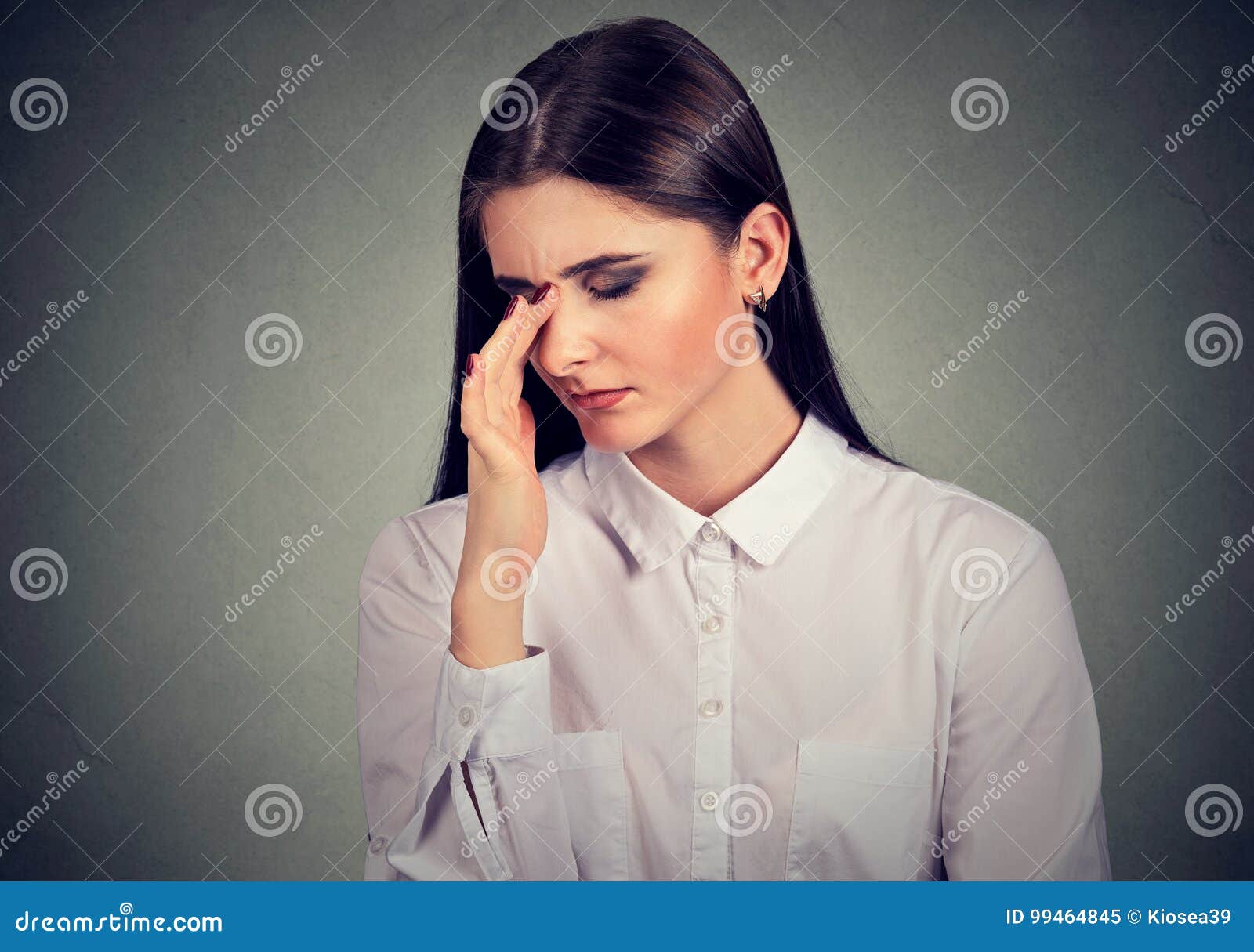 Stressed Sad Young Woman in a Desperate Situation Looking Down Stock ...