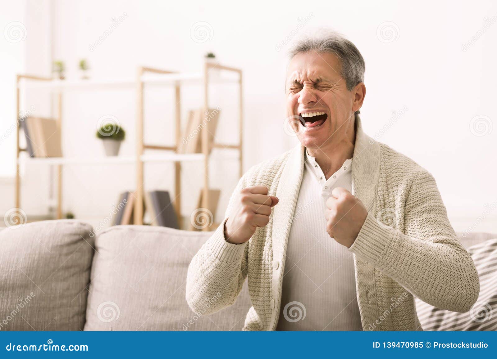 Stressed Senior Man Shouting with Aggressive Expression Stock Image ...