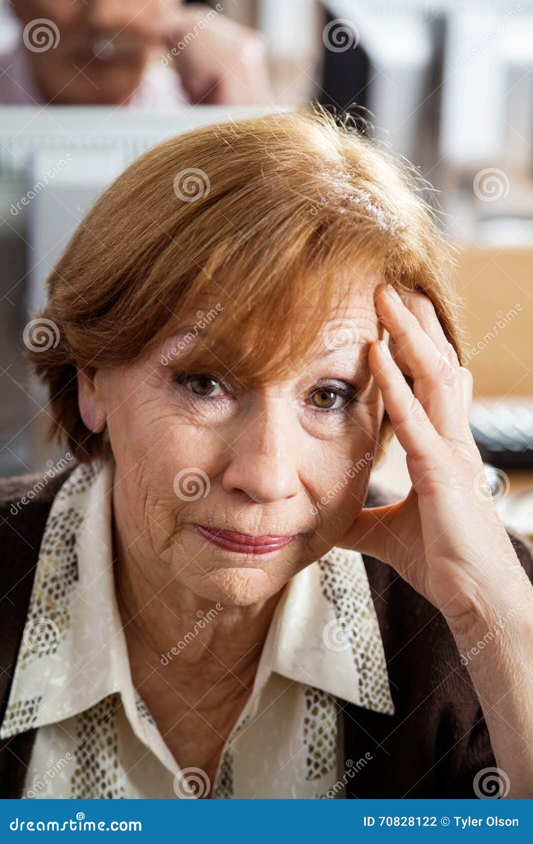 Stressed Senior Woman in Computer Class Stock Photo - Image of person ...