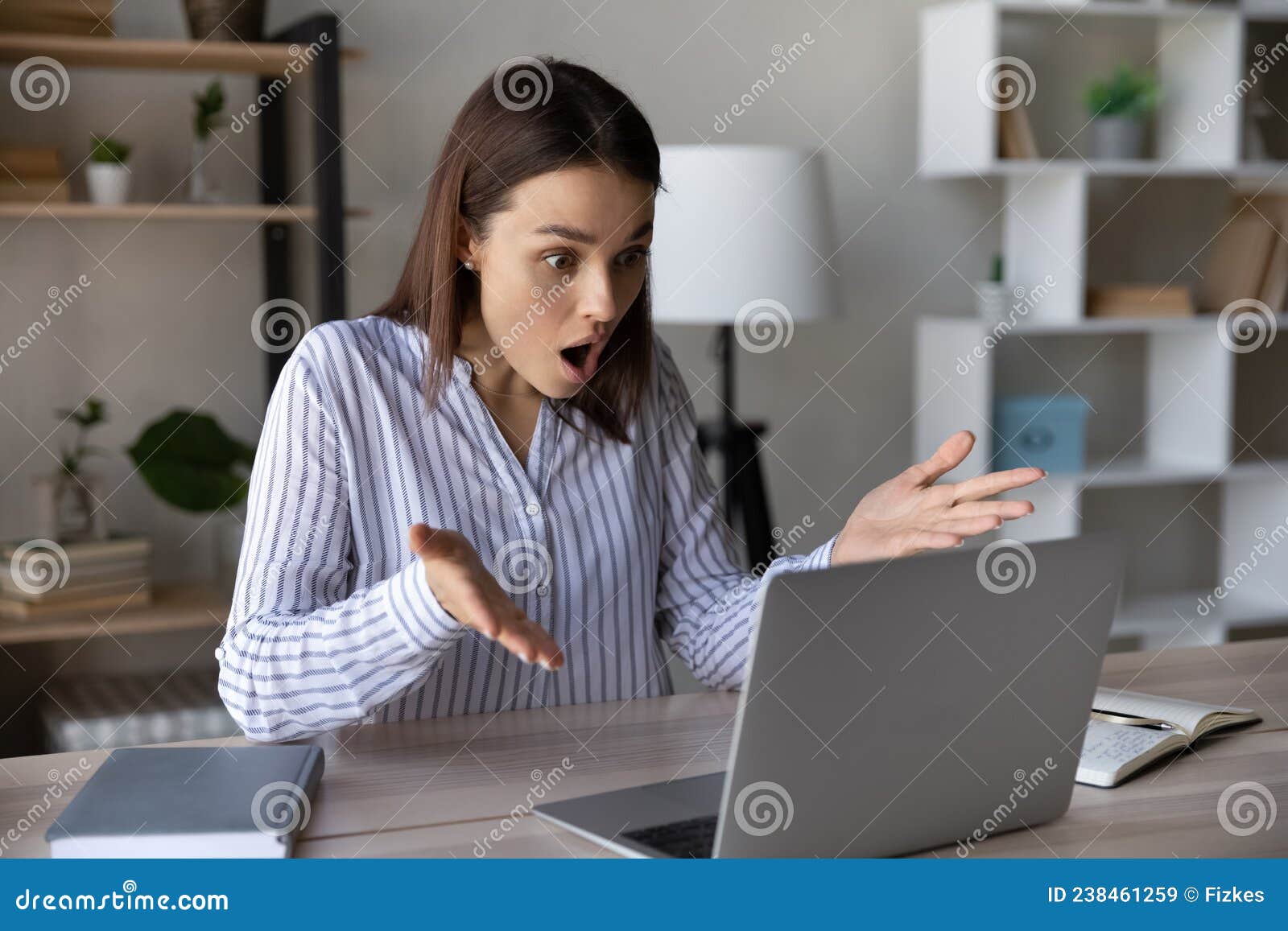 Stressed Shocked Computer User Staring at Laptop Screen Stock Image ...