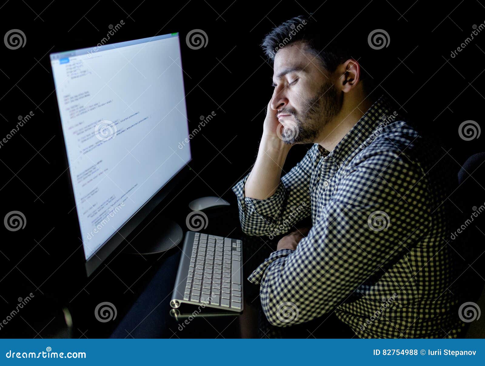 Stressed Software Developer with Computer at Home Office Stock Photo ...