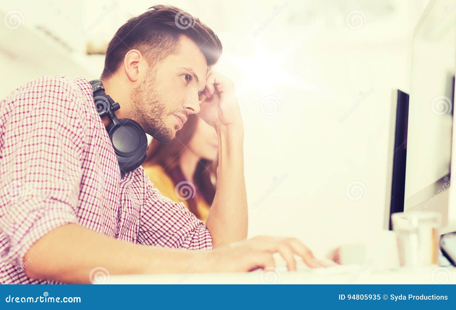 Stressed Software Developer at Office Stock Image - Image of editor ...