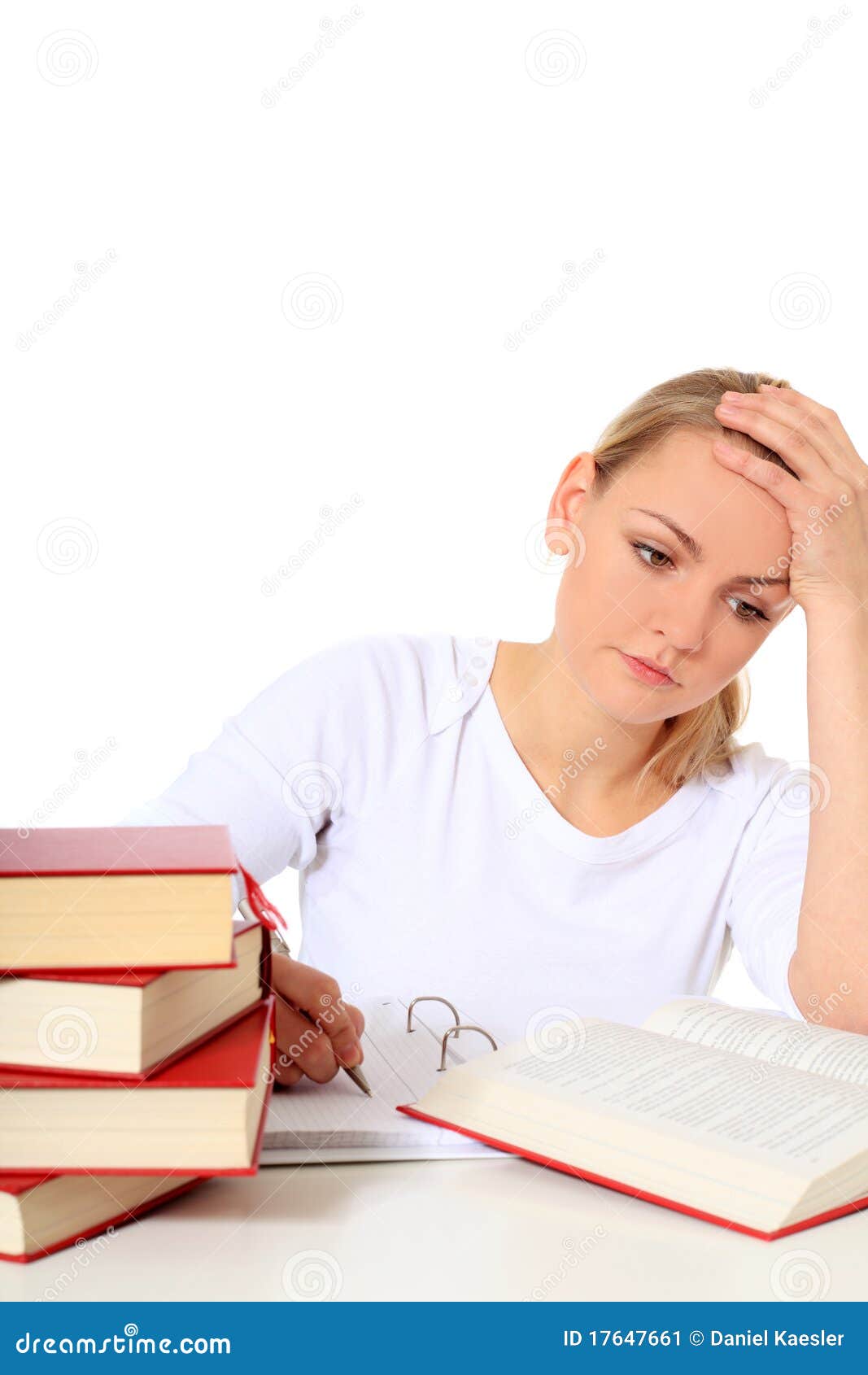 Stressed student stock image. Image of isolated, learning - 17647661
