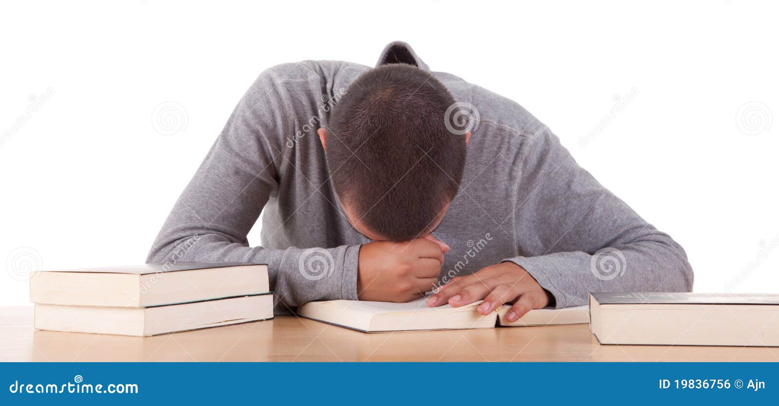 Stressed Student stock photo. Image of depressed, library - 19836756