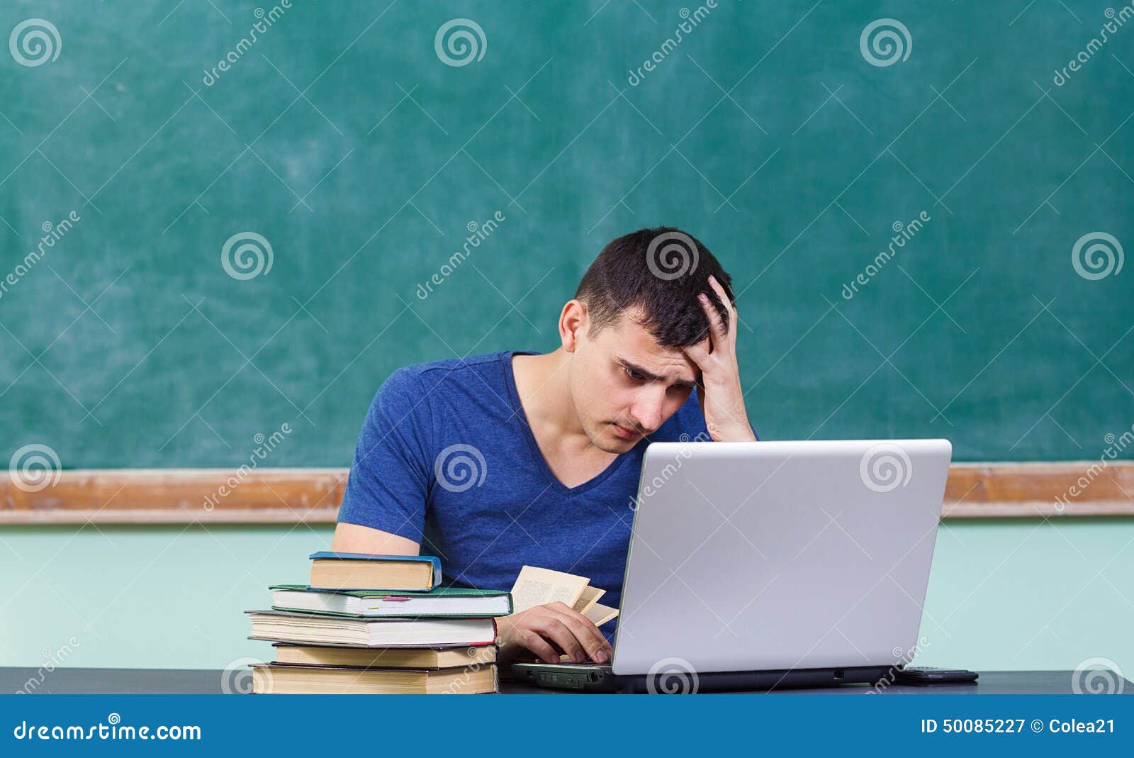 Stressed Student Blackboard . Stock Image - Image of person, critical ...