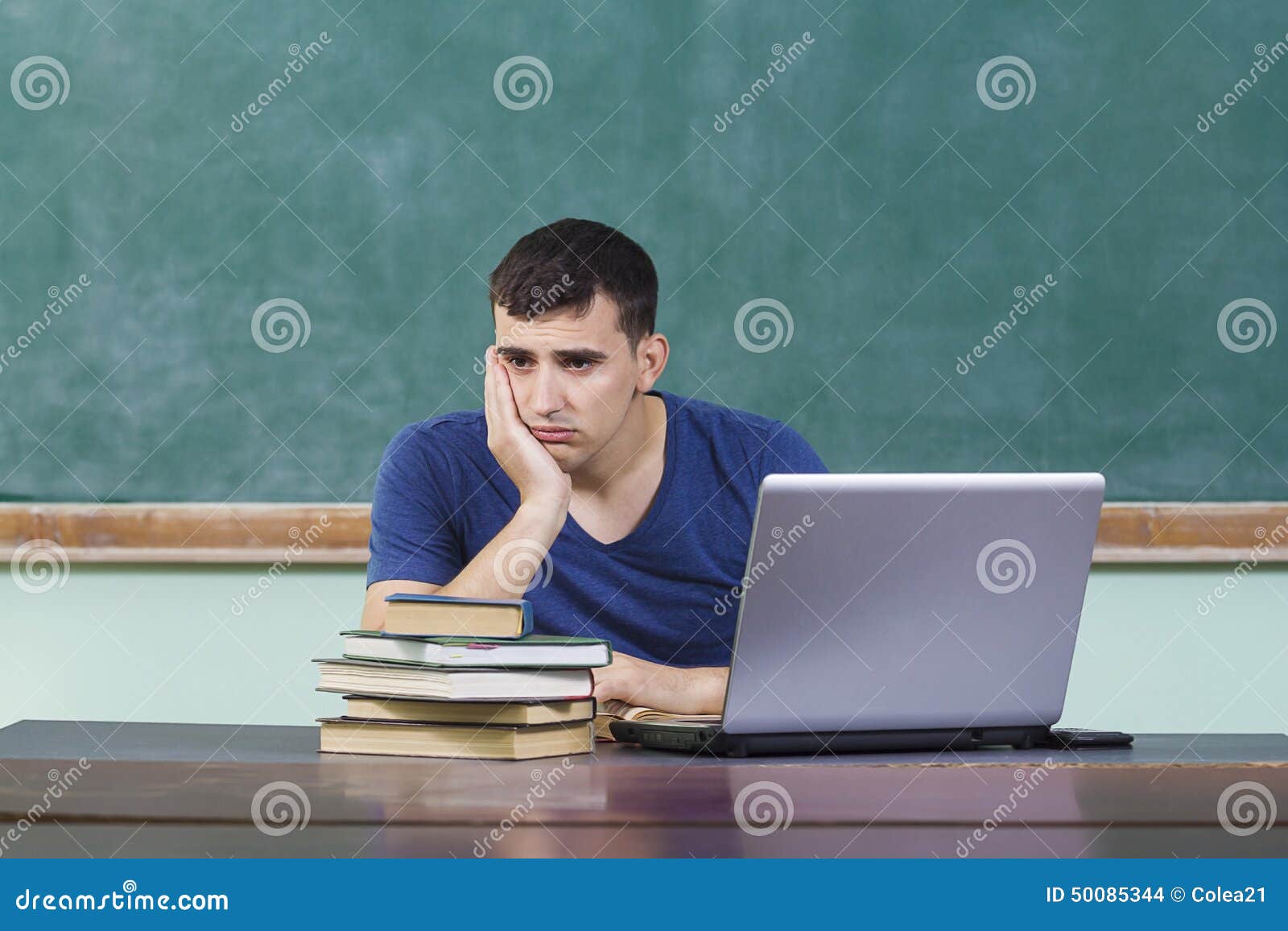 Stressed Student Blackboard . Stock Photo - Image of concept, person ...
