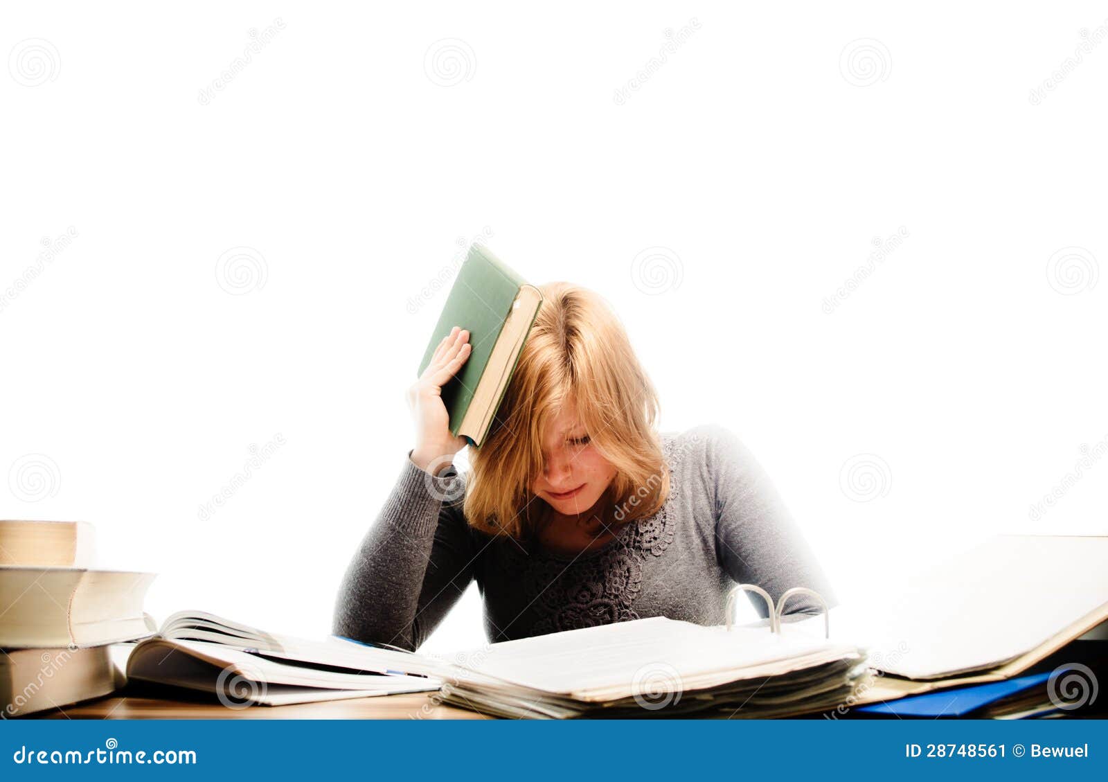 Stressed Student Revising for an Exam Stock Image - Image of hard, book ...