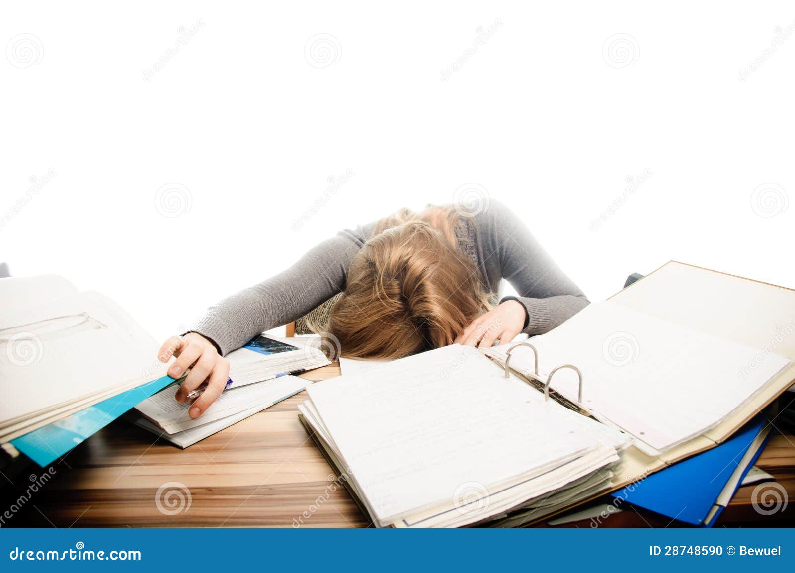 Stressed Student Revising for an Exam Stock Photo - Image of lady ...