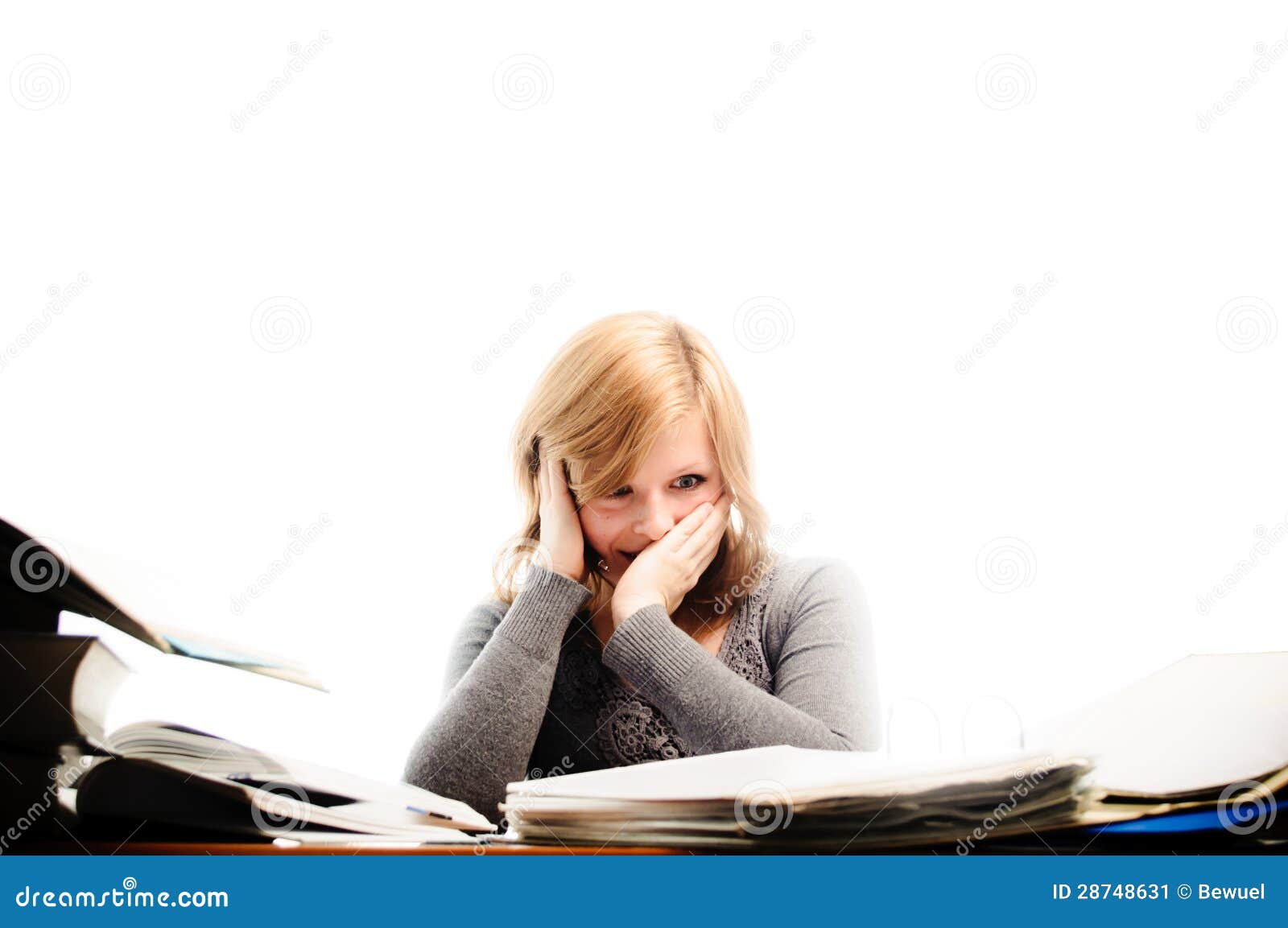 Stressed Student Revising for an Exam Stock Image - Image of educated ...