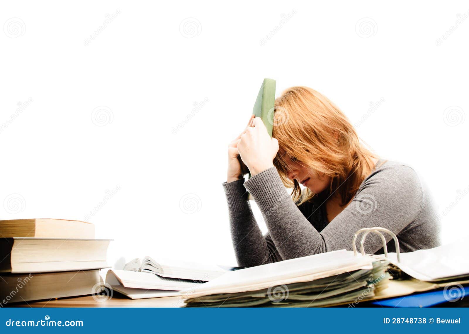 Stressed Student Revising for an Exam Stock Photo - Image of exam, girl ...