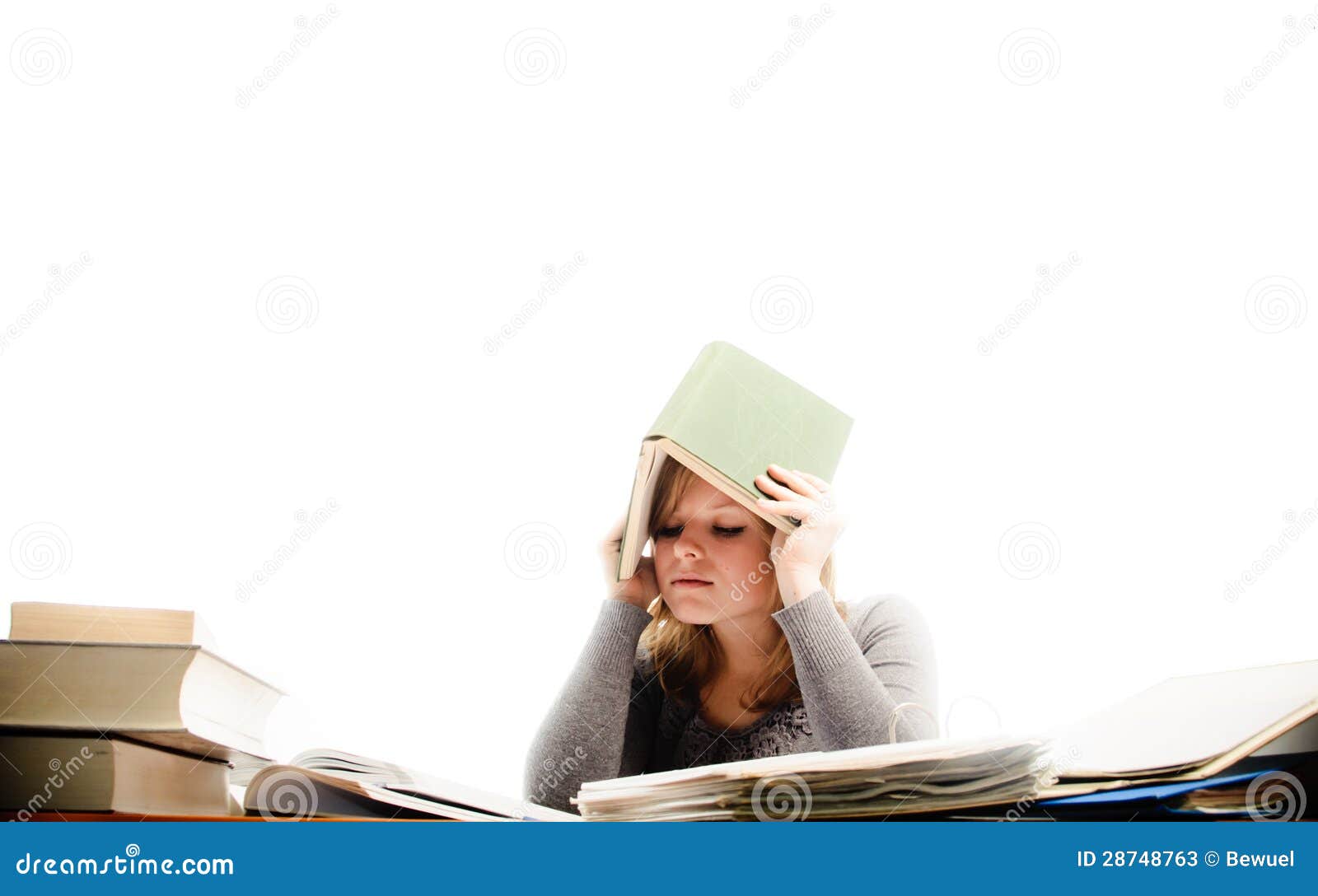 Stressed Student Revising for an Exam Stock Image - Image of beauty ...
