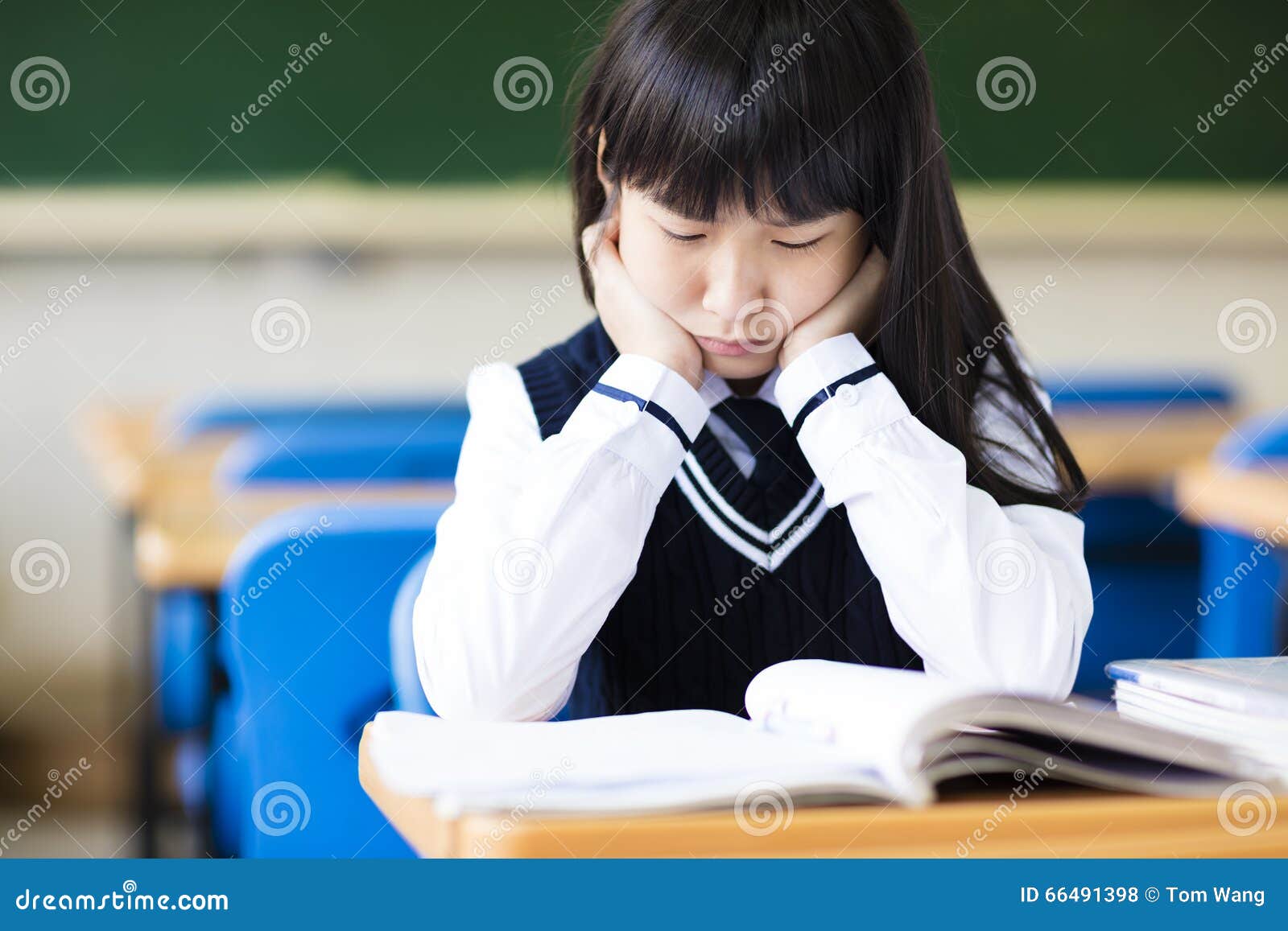 Stressed Student Sitting in Classroom Stock Photo - Image of person ...