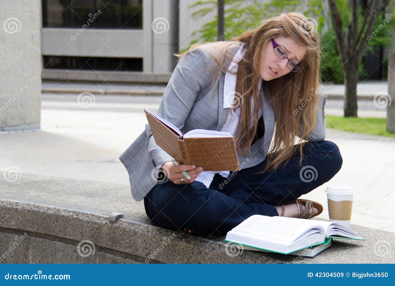 Stressed Student Studying on Campus Stock Image - Image of beautiful ...