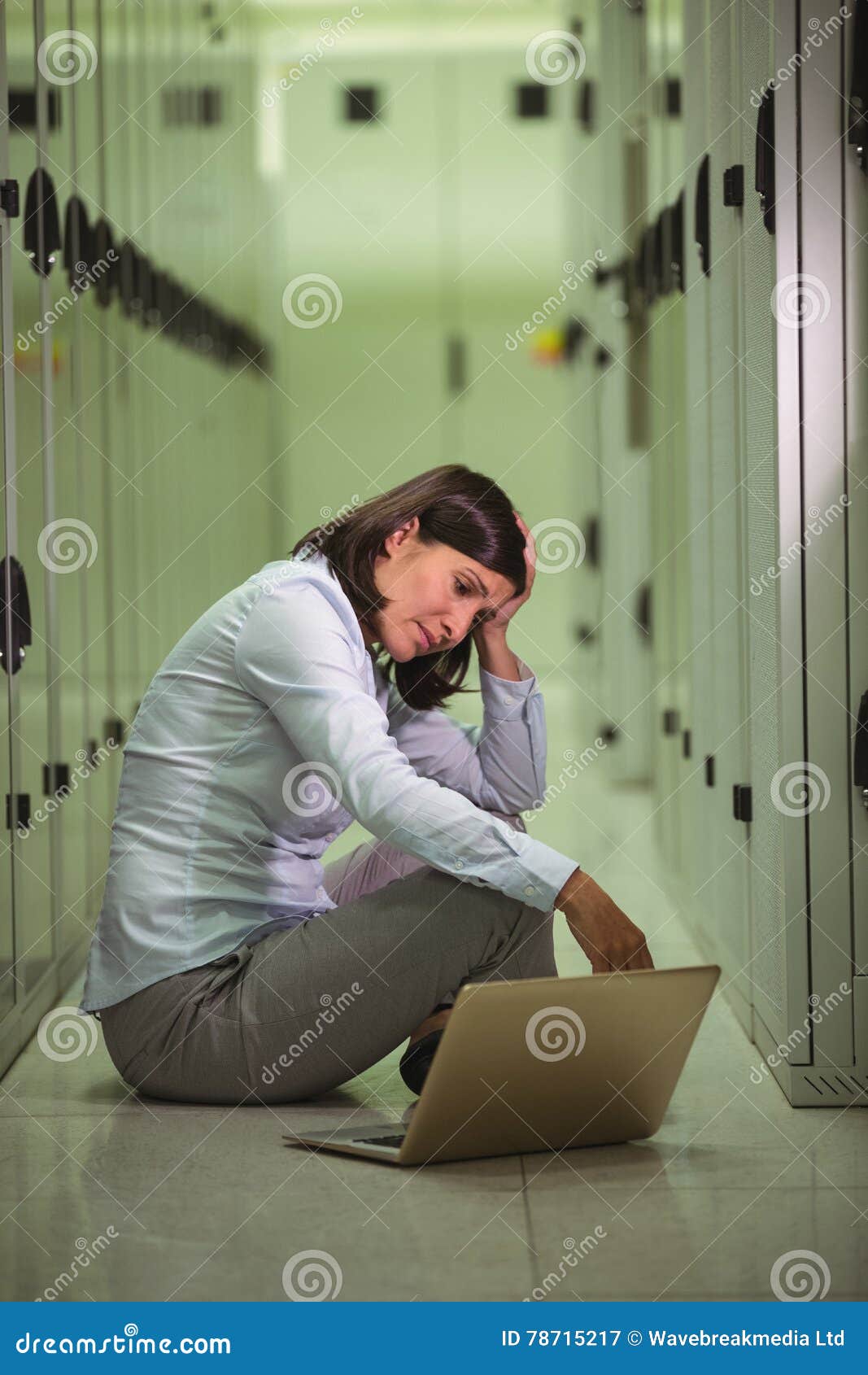 Stressed Technician Using Laptop Stock Image - Image of hand, company ...