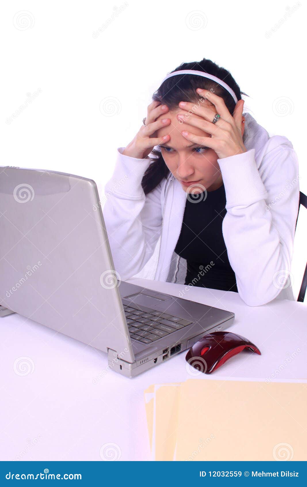 Stressed Teenager with a Laptop Stock Image - Image of closeup ...