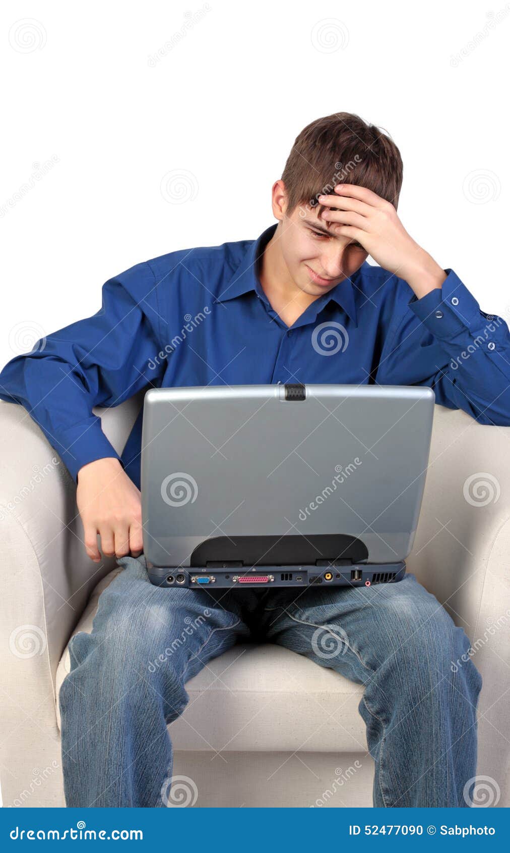 Stressed Teenager with Laptop Stock Photo - Image of disappointment ...