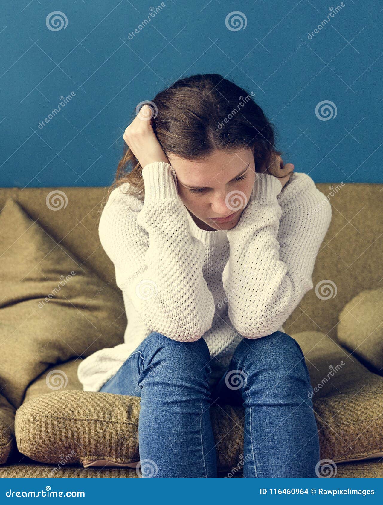 Stressed Teenager Girl With Hands On Temples Royalty-Free Stock Photo ...