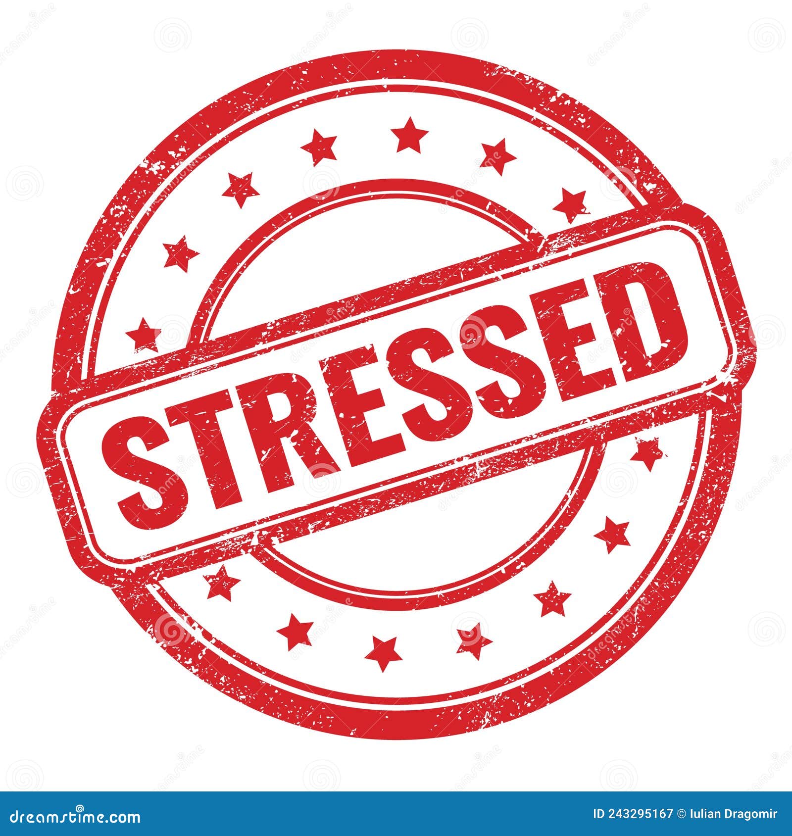 STRESSED Text on Red Grungy Vintage Round Stamp Stock Illustration ...