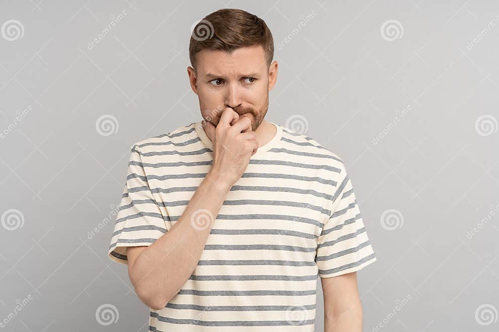 Stressed Thoughtful Man Thinking of Problem Solution Tired with Unhappy ...