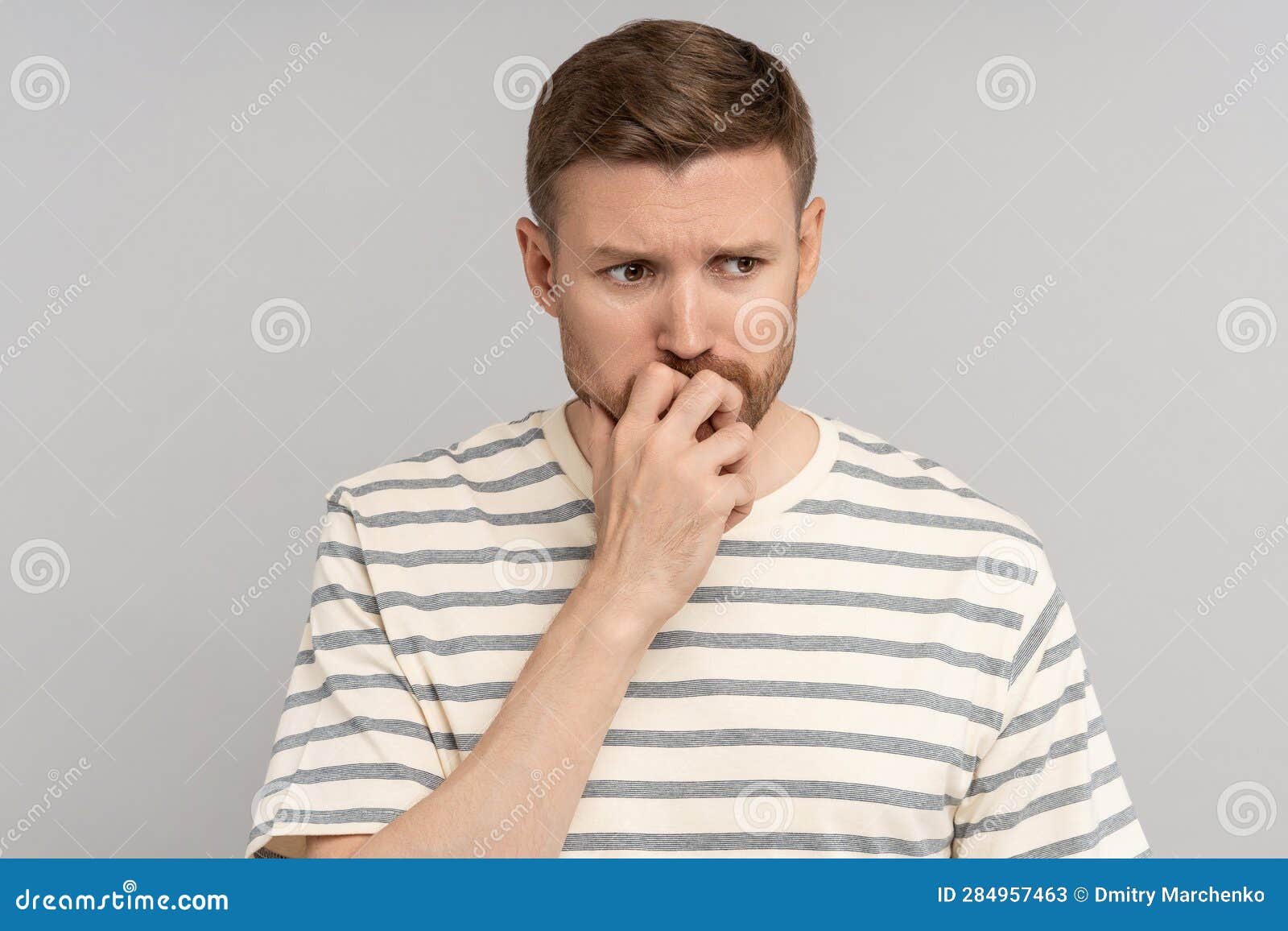 Stressed Thoughtful Man Thinking of Problem Solution Tired with Unhappy ...