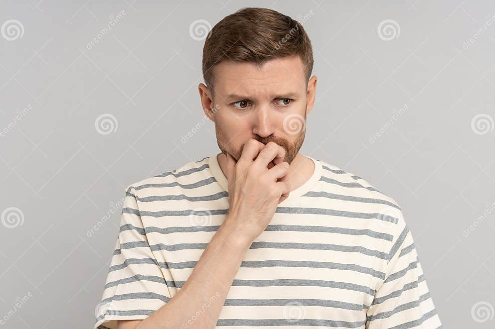 Stressed Thoughtful Man Thinking of Problem Solution Tired with Unhappy ...