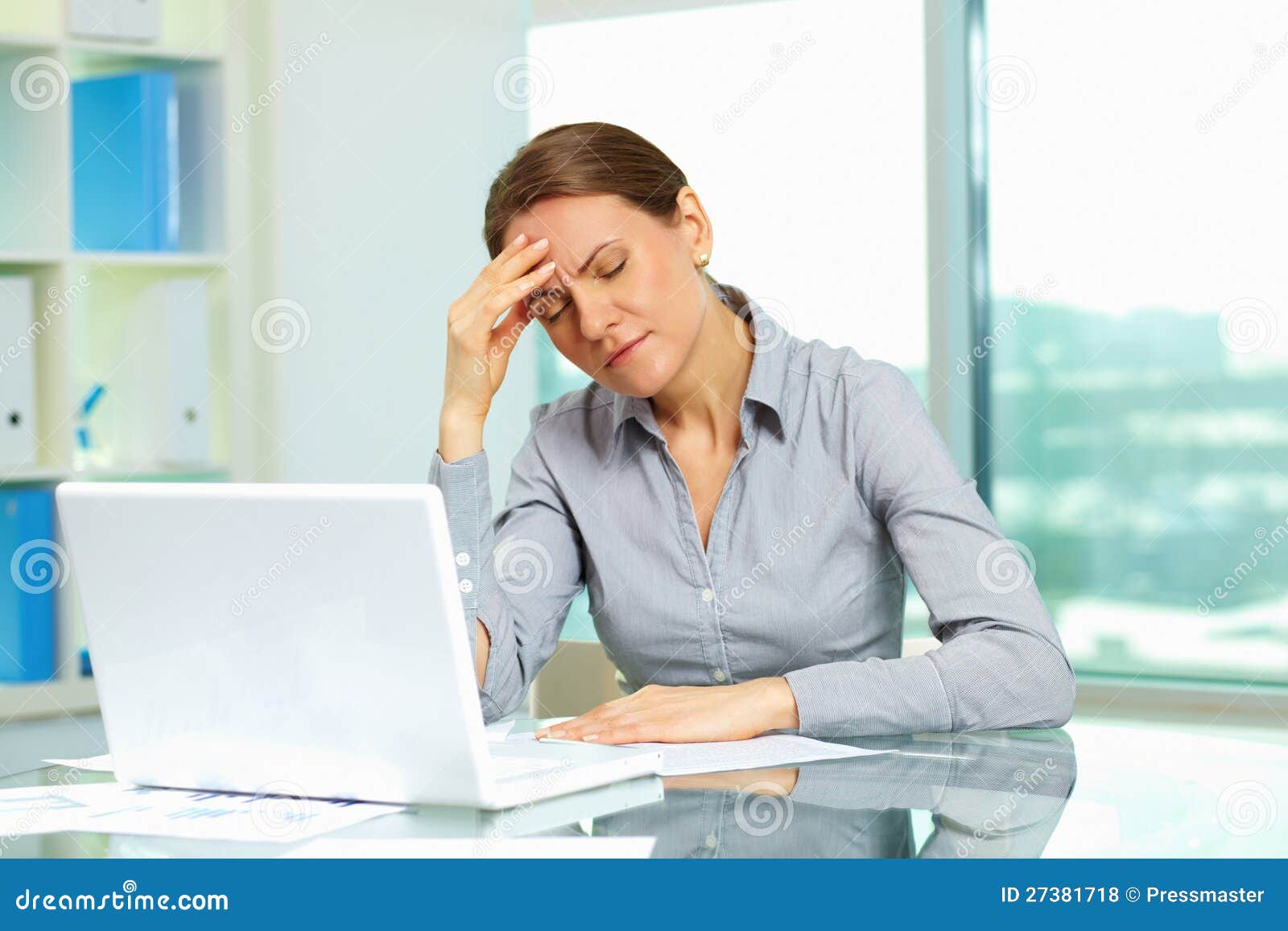 Stressed and tired stock photo. Image of seated, female - 27381718