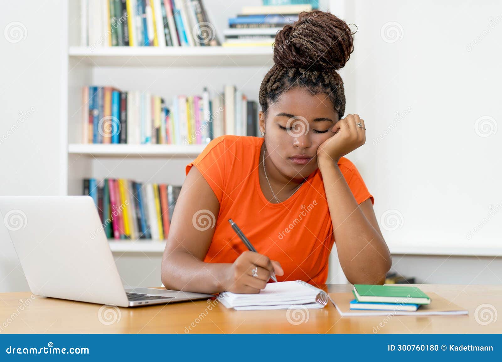 Stressed and Tired Black Female Student Learning for Graduation Stock ...