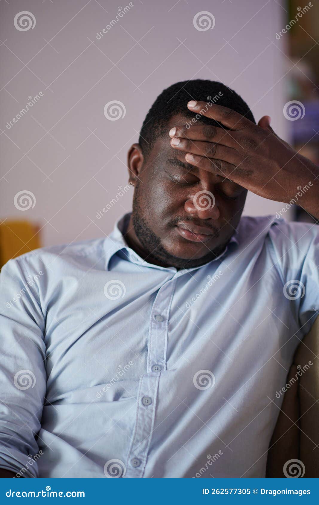 Stressed and Tired Black Man Stock Image - Image of lifestyle, sitting ...