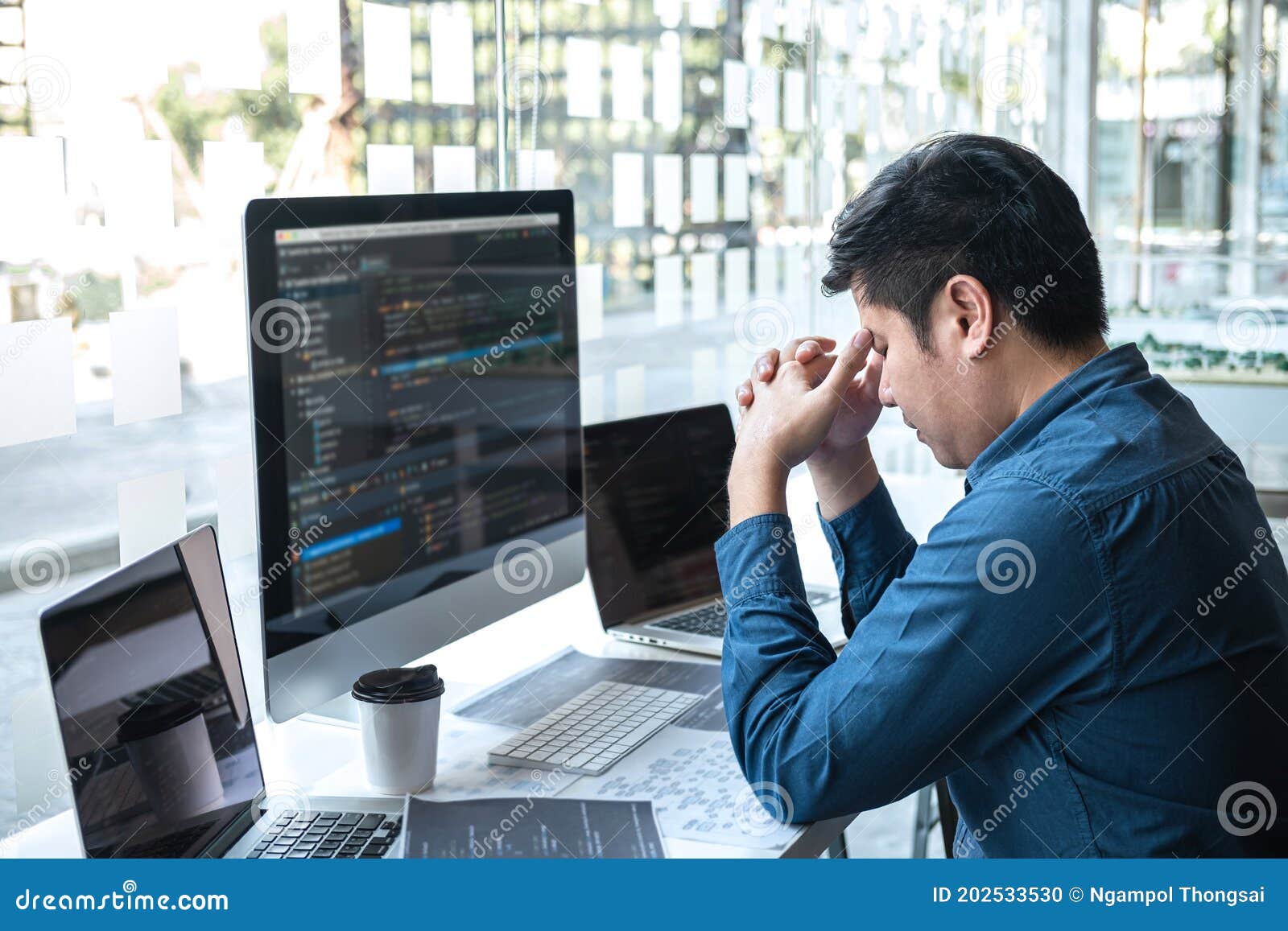 Stressed Tired Out Of Work Development Programmer Working In