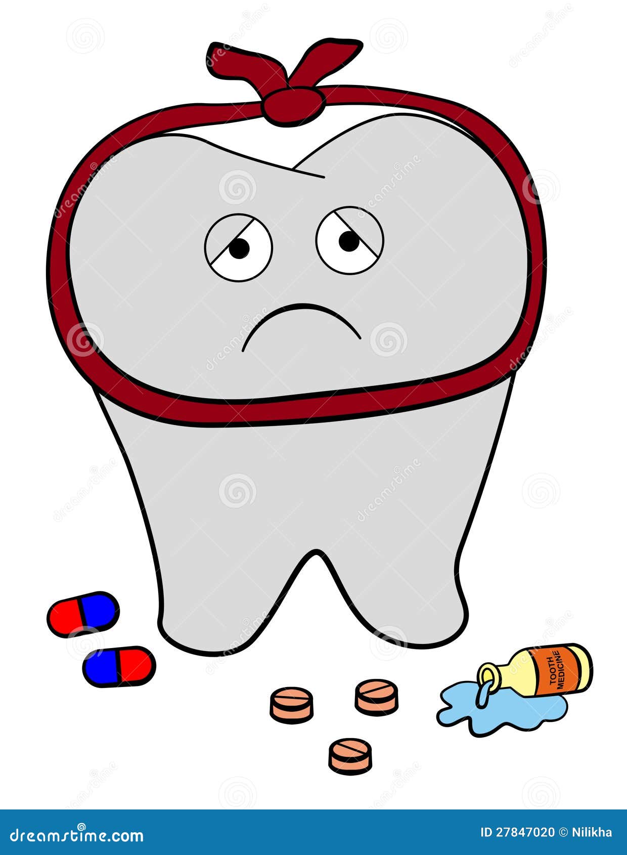 Bad Tooth Hurting With Red Danger Glow Effect Vector. A Dead Tooth ...