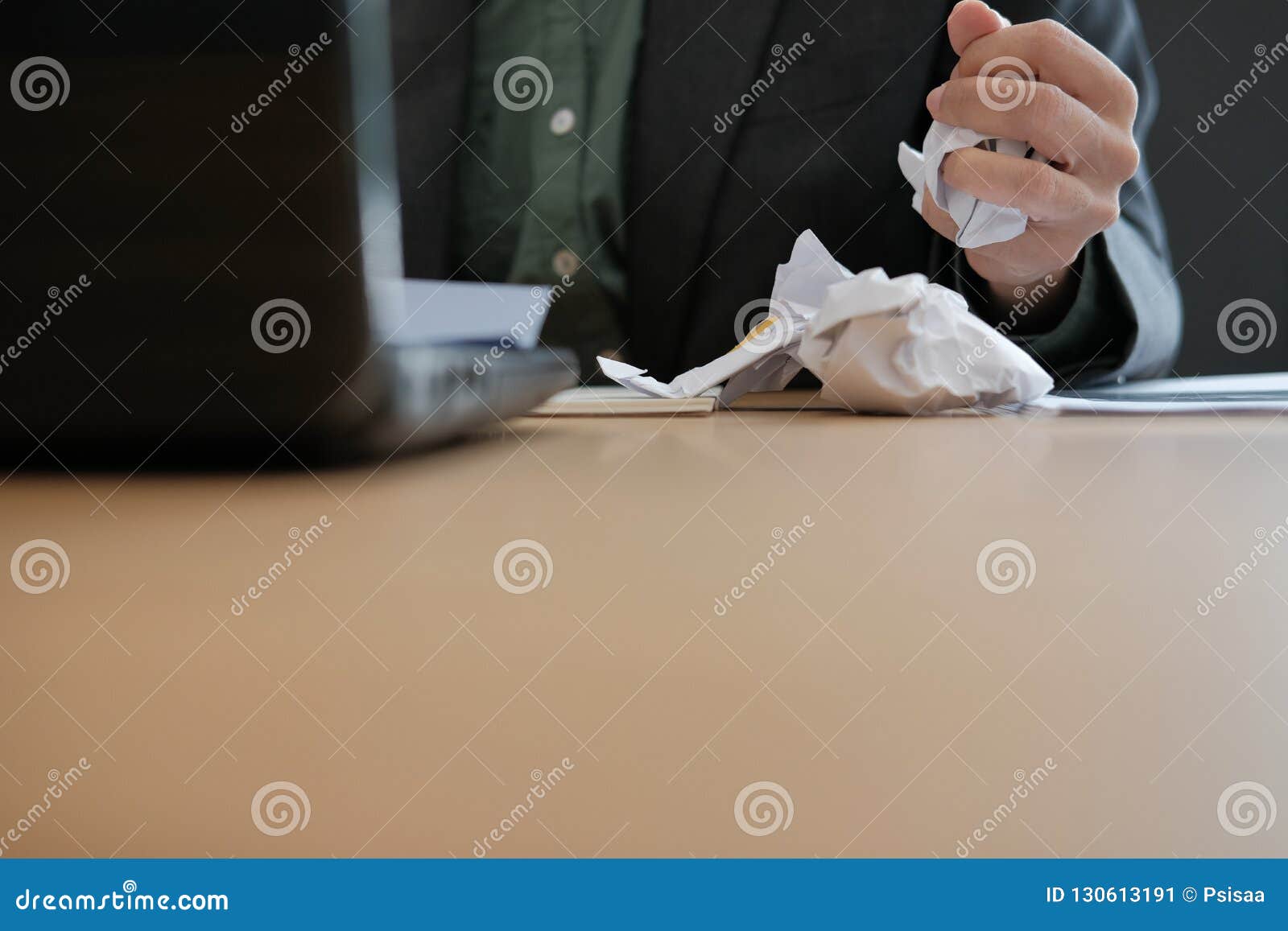 Stressed Upset Angry Businessman Squeezing Crumpling Paper. Stock Image ...