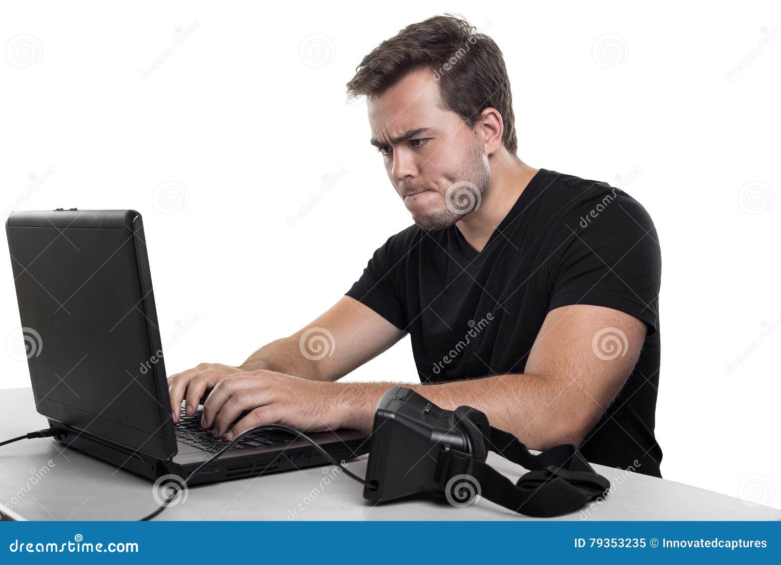 Stressed Virtual Reality Developer Stock Image - Image of burned ...