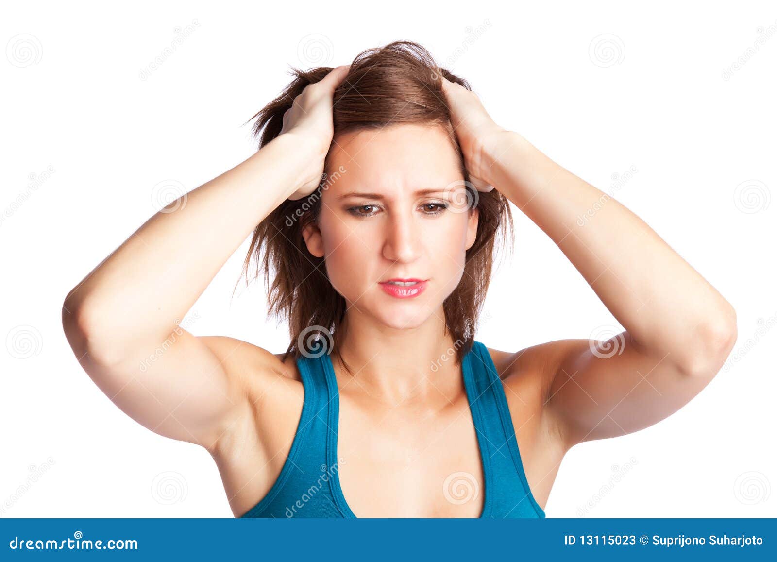 Stressed woman stock image. Image of female, brunette - 13115023