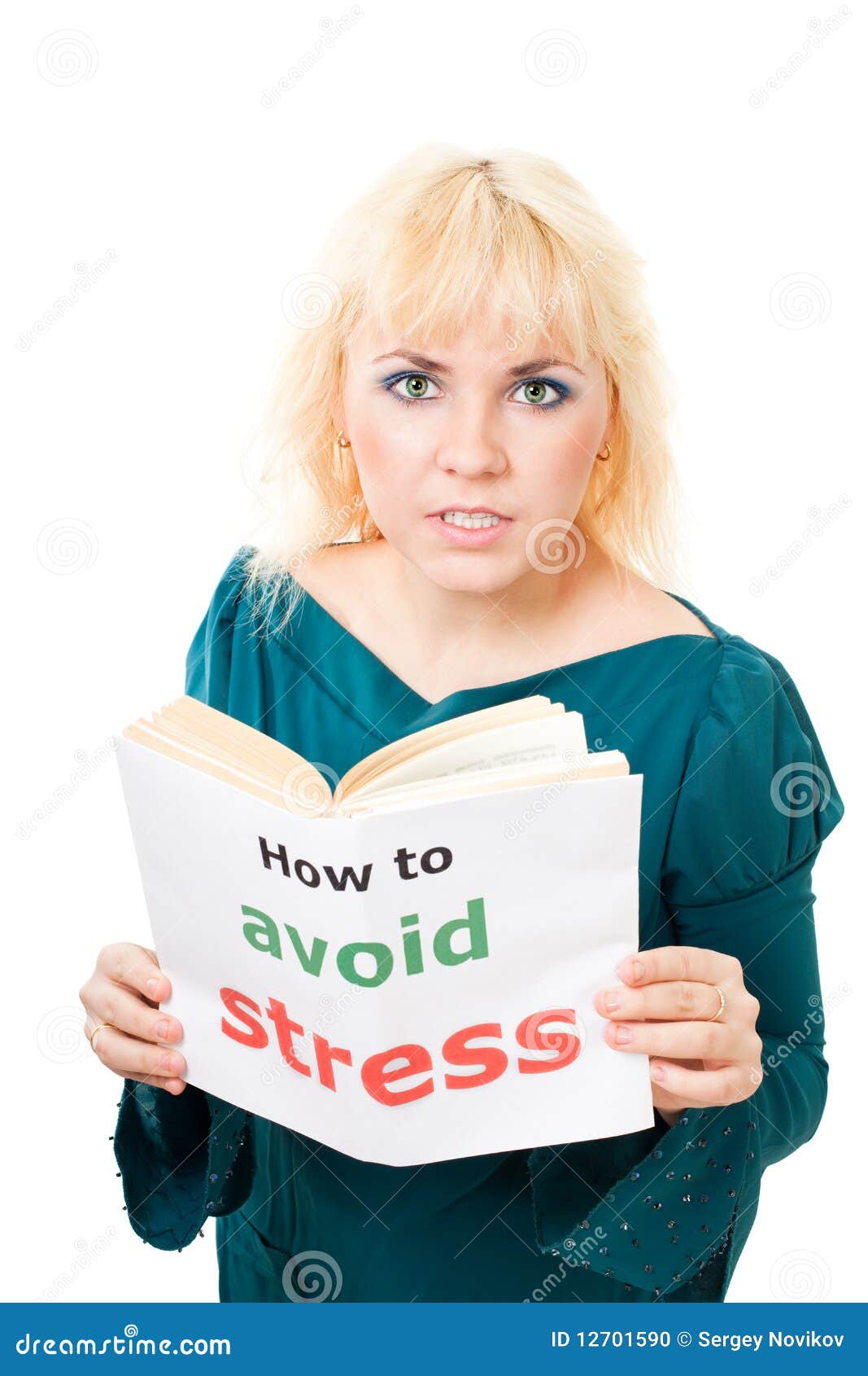 Stressed woman with book stock photo. Image of stand - 12701590